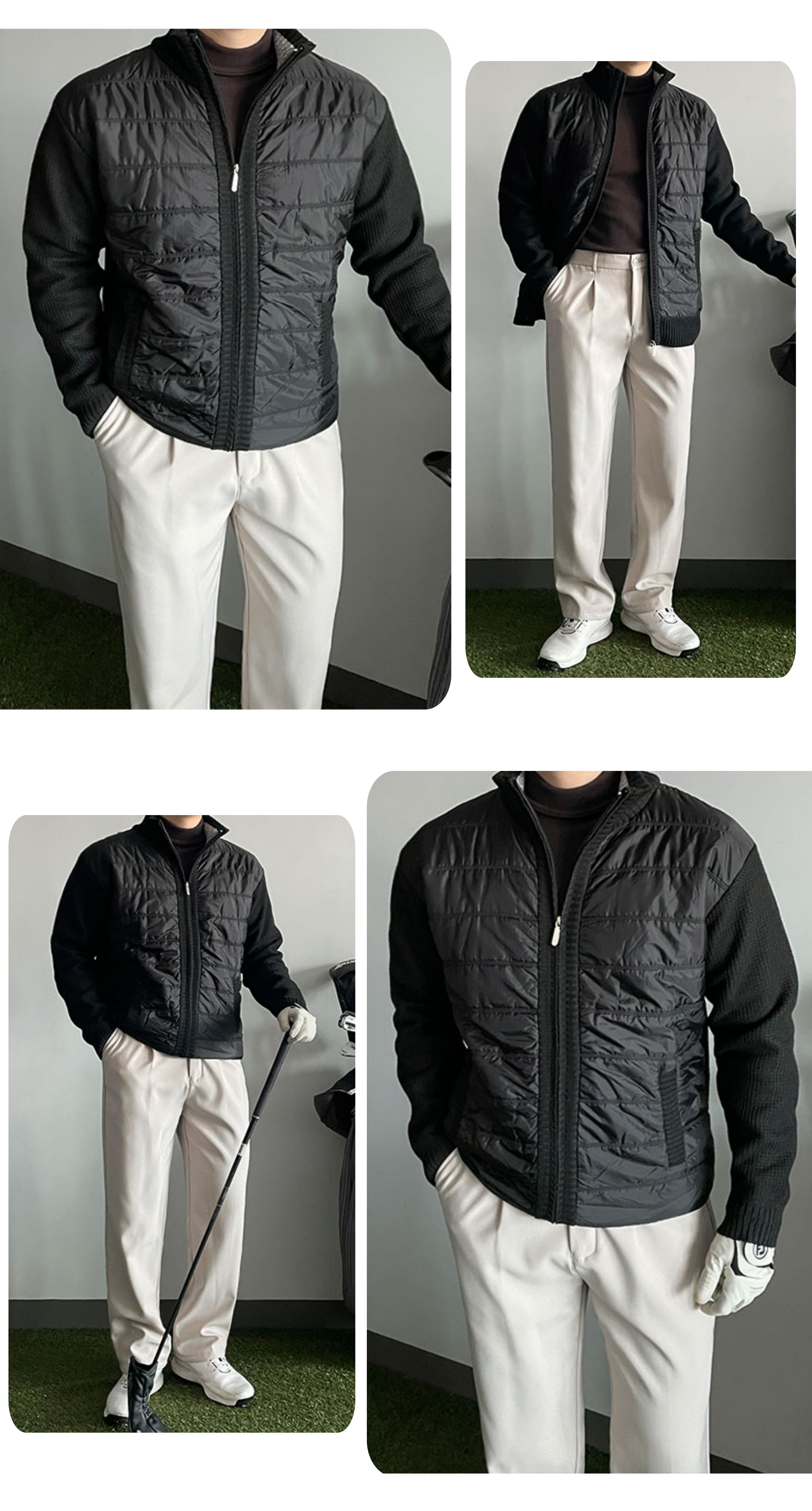 핫딜 클라임미 골프 기모 니트 패딩 남자 겨울 골프웨어 패딩 점퍼 라운딩 집업 자켓 딜팡 골프용품 전문쇼핑몰